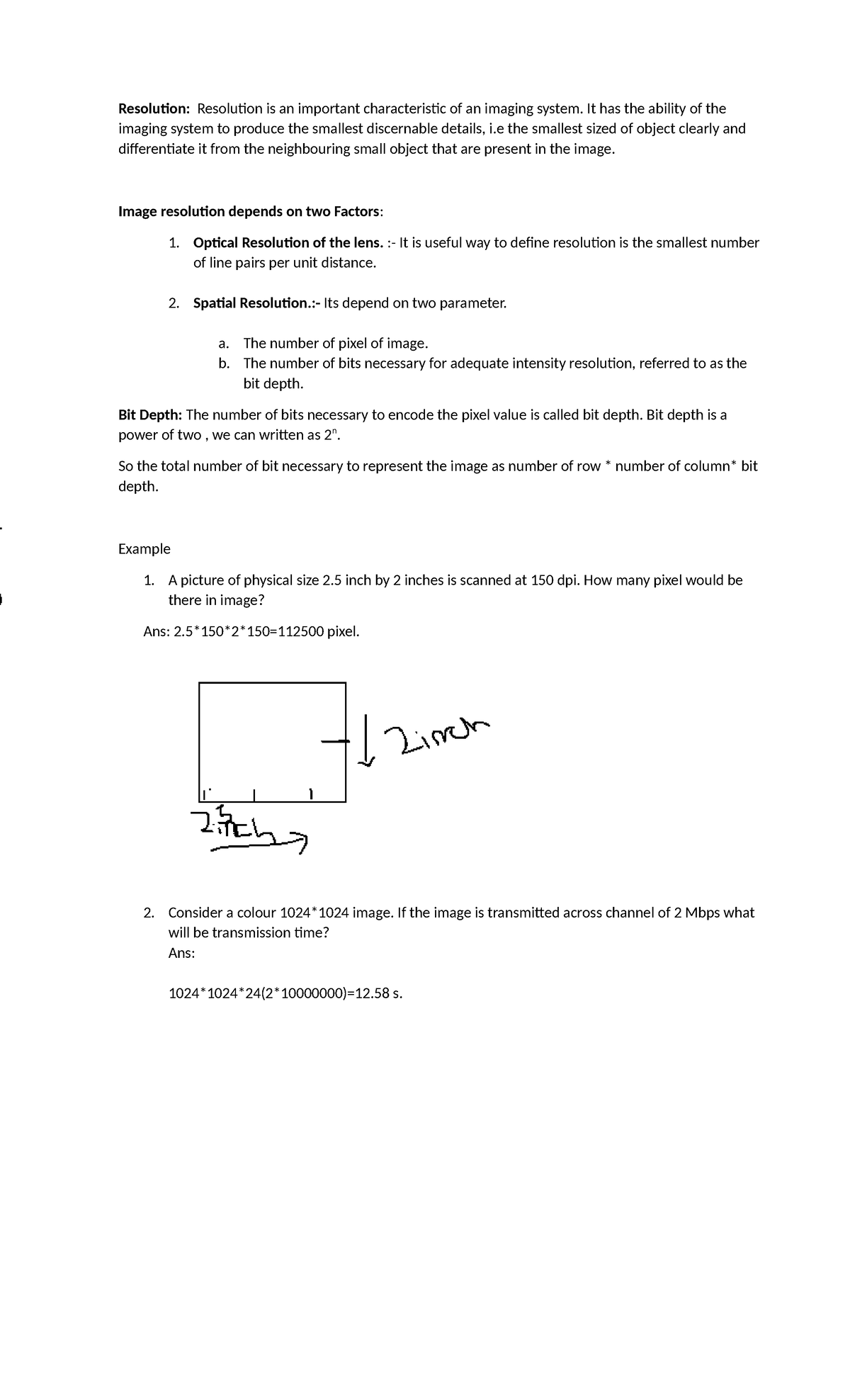 DIP - DIP Notes - Resolution: Resolution is an important characteristic ...