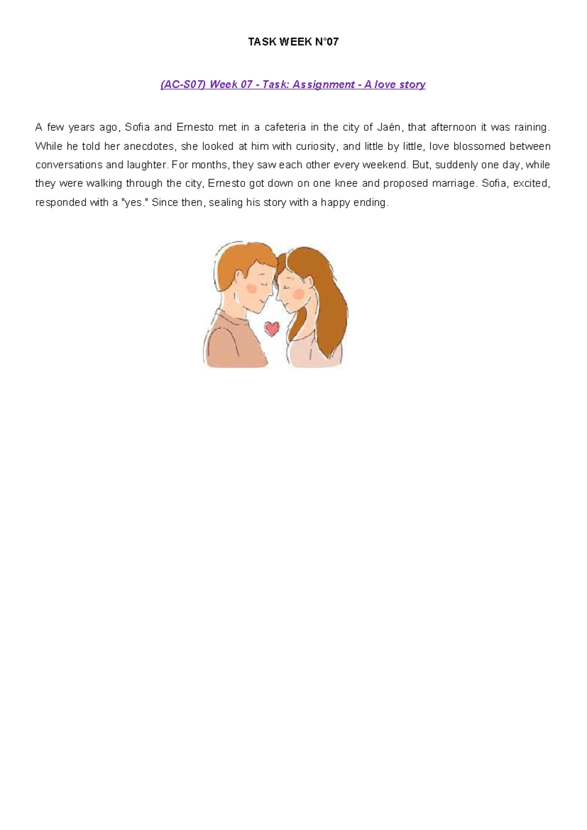Week 07 Task Assignment A love story - TASK WEEK N° (AC-S07) Week 07 ...