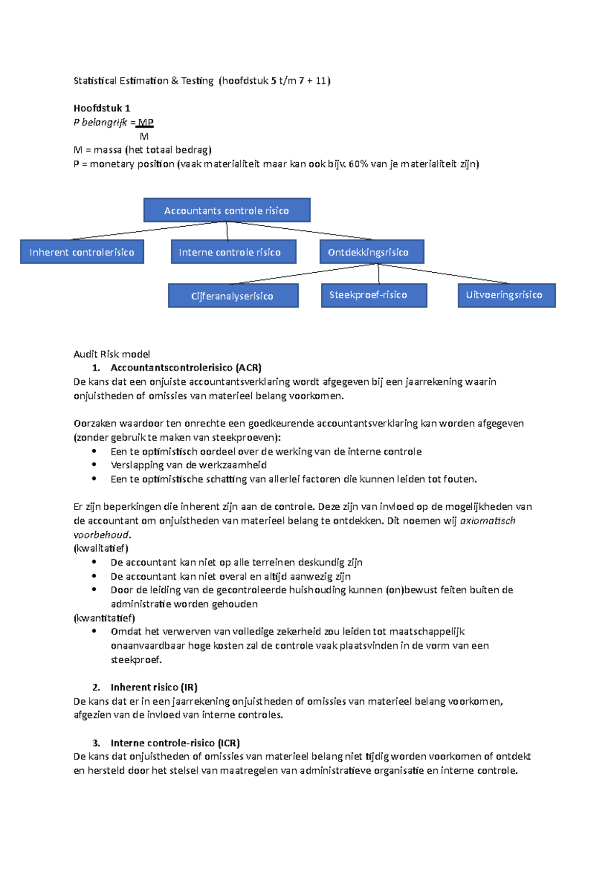 Les 1 Samenvatting Statistical Estimation And Testing Hoofdstuk 5 T