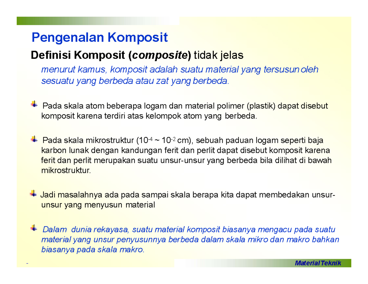 Materi Kuliah Komposit - Pengenalan Komposit Definisi Komposit ...