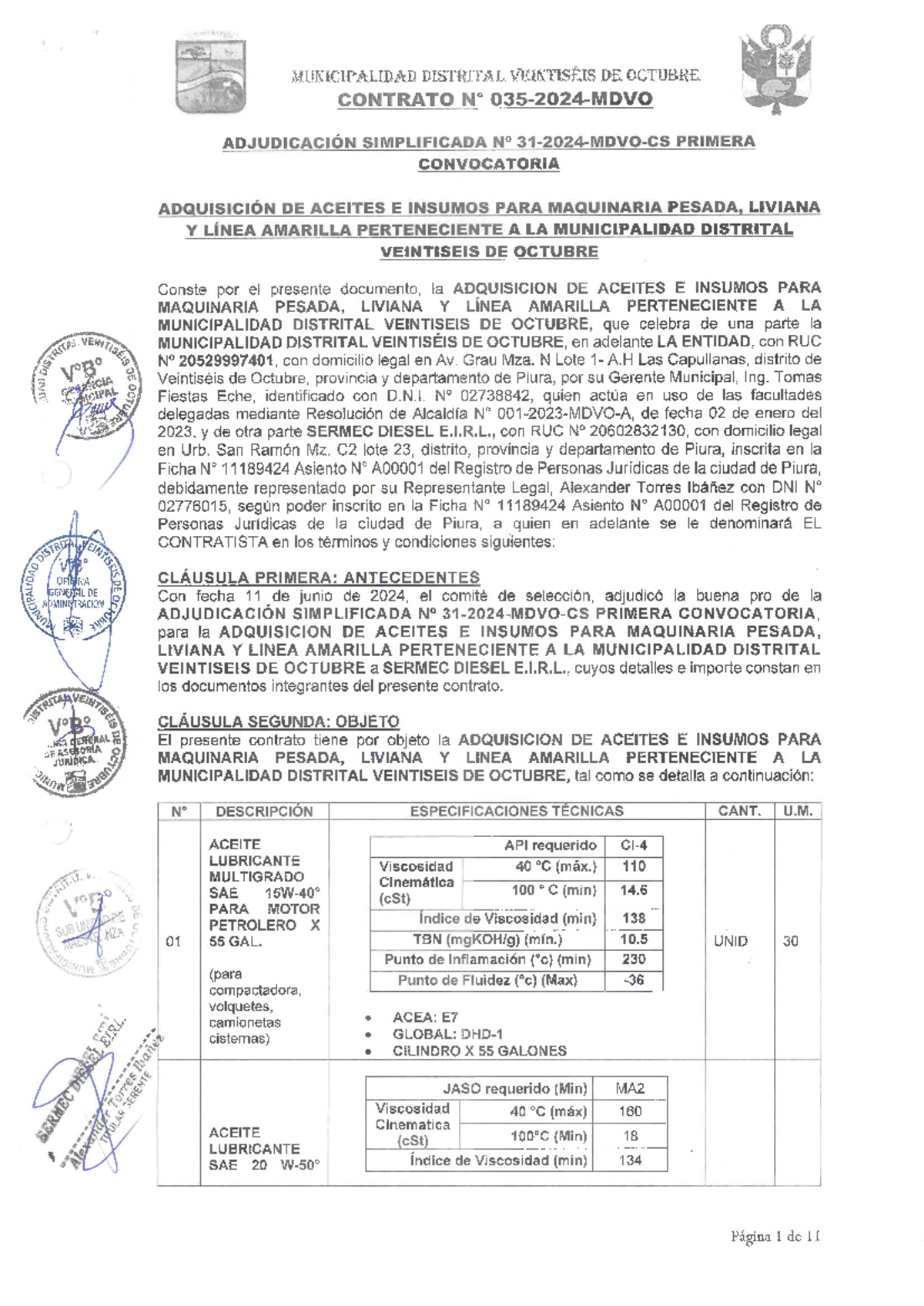 Contrato N° 035-2024-MDVO - MUNICIPALIDAD DISTRITAL VEINTISÉIS DE ...