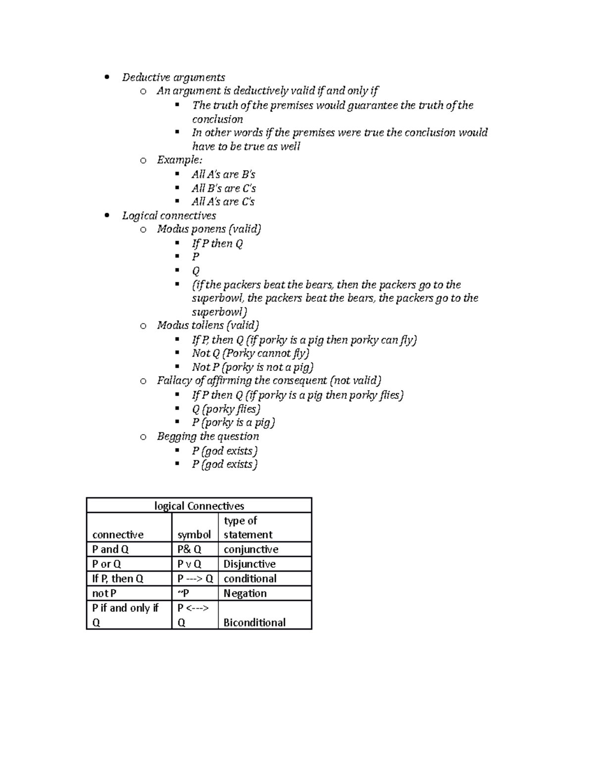 Phil 1104 Midterm Study Guide - Deductive arguments o An argument is deductively valid if and ...