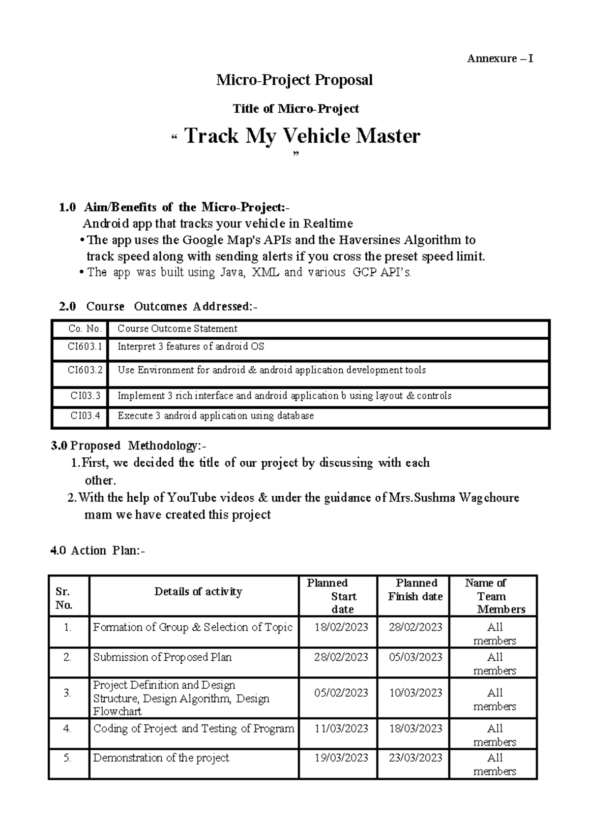 MAD Proposal - ced - Annexure – I Micro-Project Proposal Title of Micro ...
