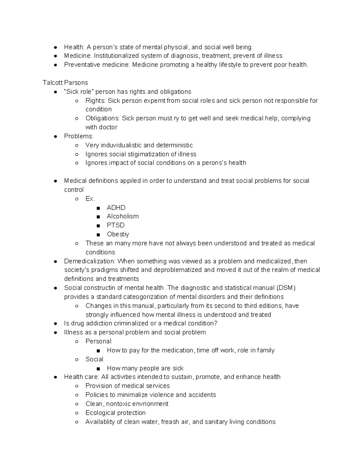 Health and medication - Lecture notes 10 - Health: A person’s state of ...