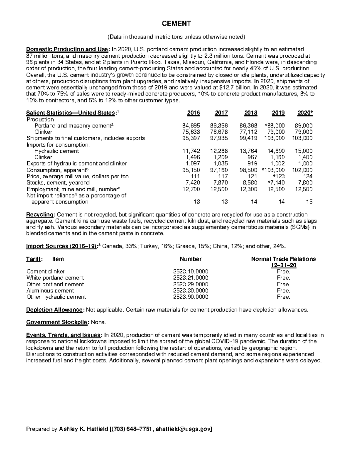 Mcs2021-cement - Required reading - Prepared by Ashley K. Hatfield ...