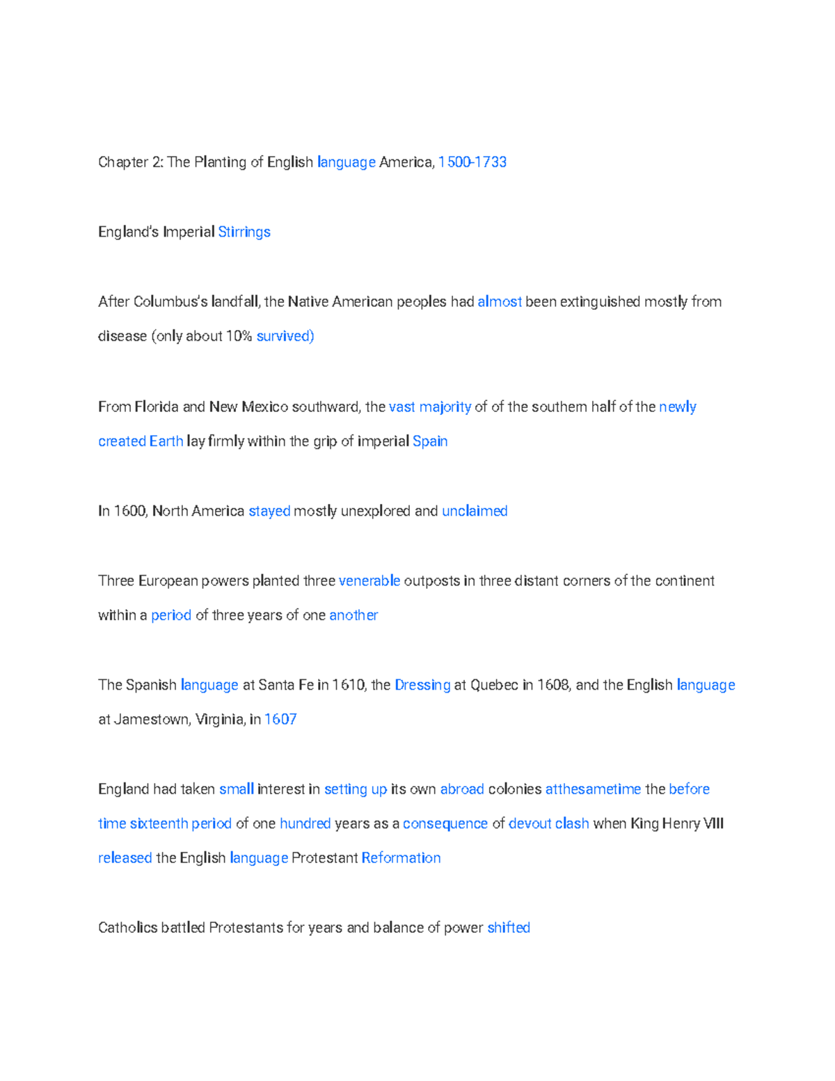 Chapter 2 The Planting of English America, 1500-1733 - Chapter 2: The ...