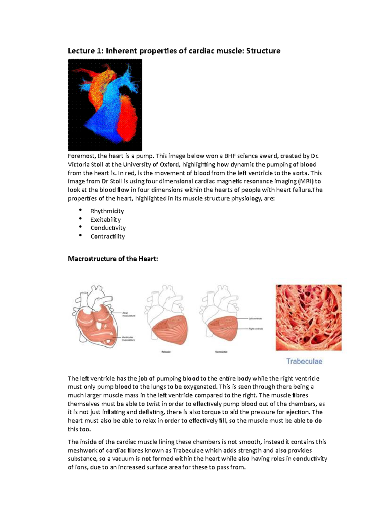Heart and circulation notes - BS42021 - Dundee - Studocu