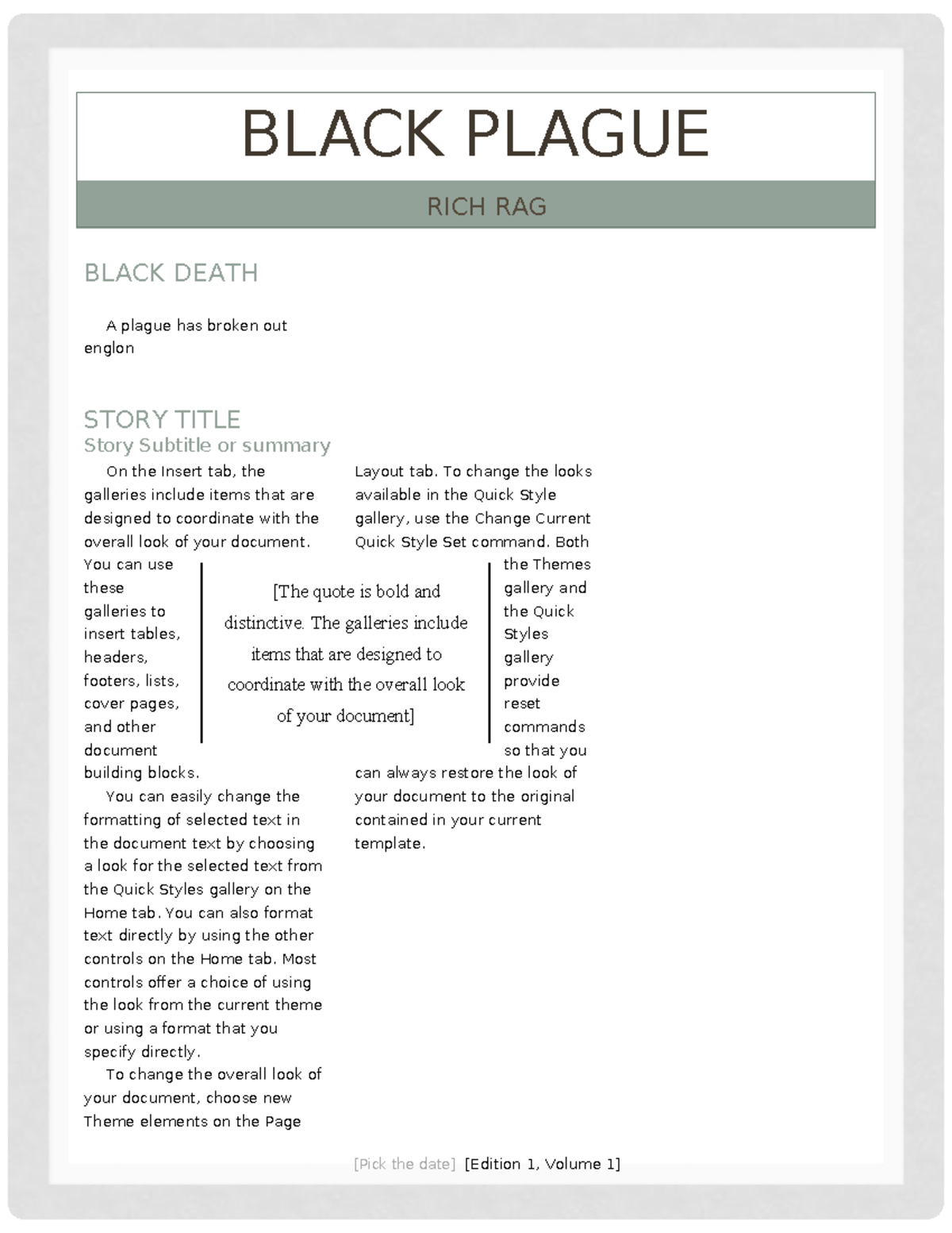 Black death - dwdwddwdwdwdwd - [Pick the date] [Edition 1, Volume 1 ...