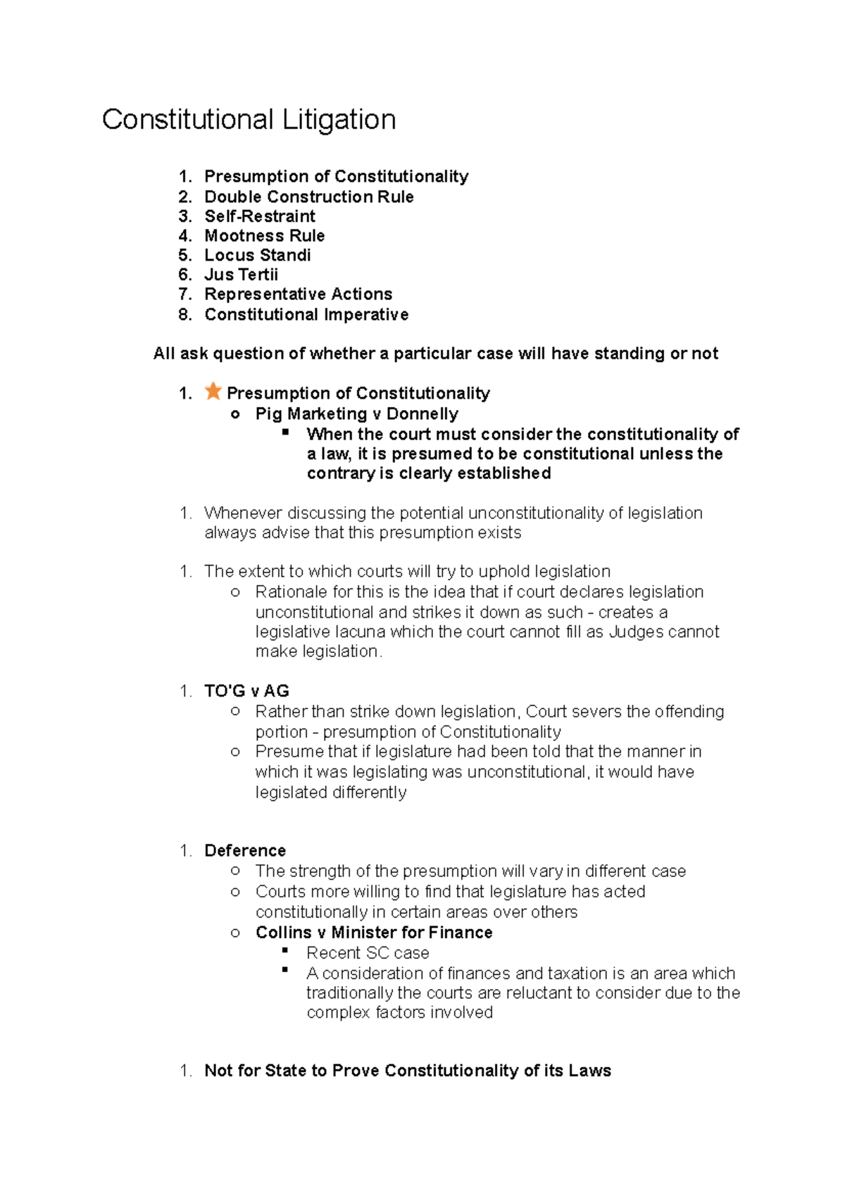 Constitutional Litigation - Constitutional Litigation Presumption of ...