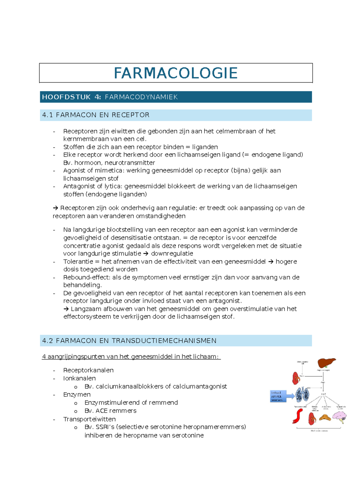 Farmacologie H4 - FARMACOLOGIE HOOFDSTUK 4: FARMACODYNAMIEK 4 FARMACON ...