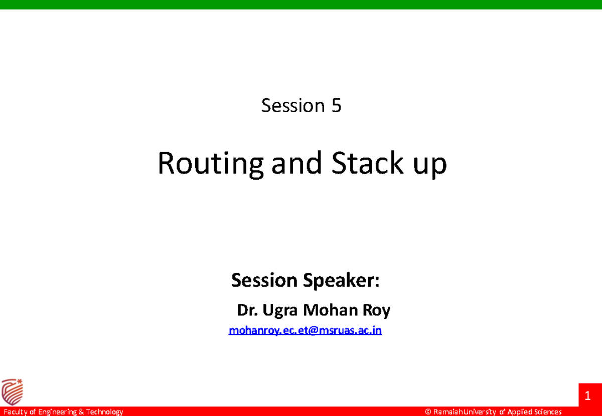 Session 5 Routing and stack up - 1 Routing and Stack up Session 5 ...