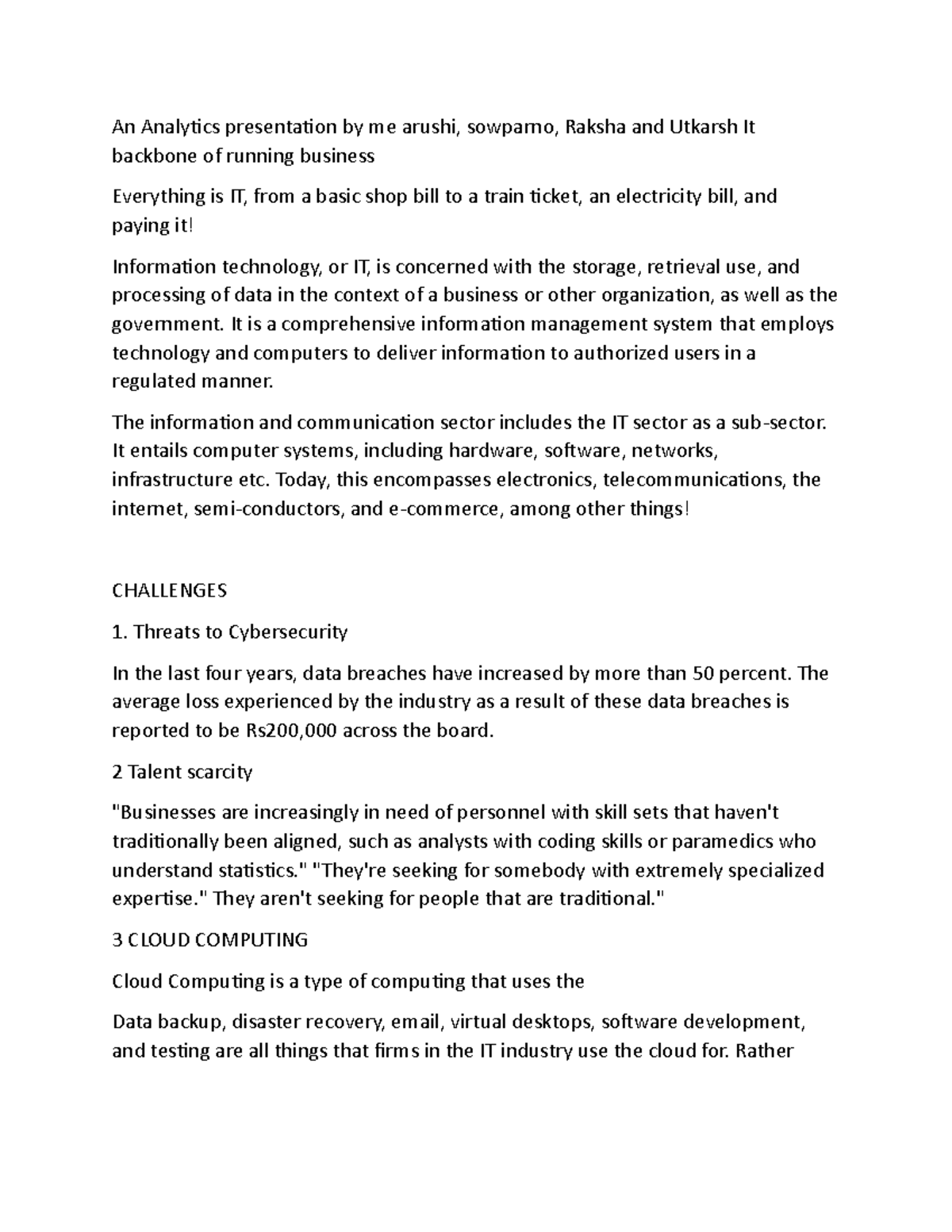 BA - NOTES FOR MBA STUDIES AND SIP - An Analytics presentation by me ...