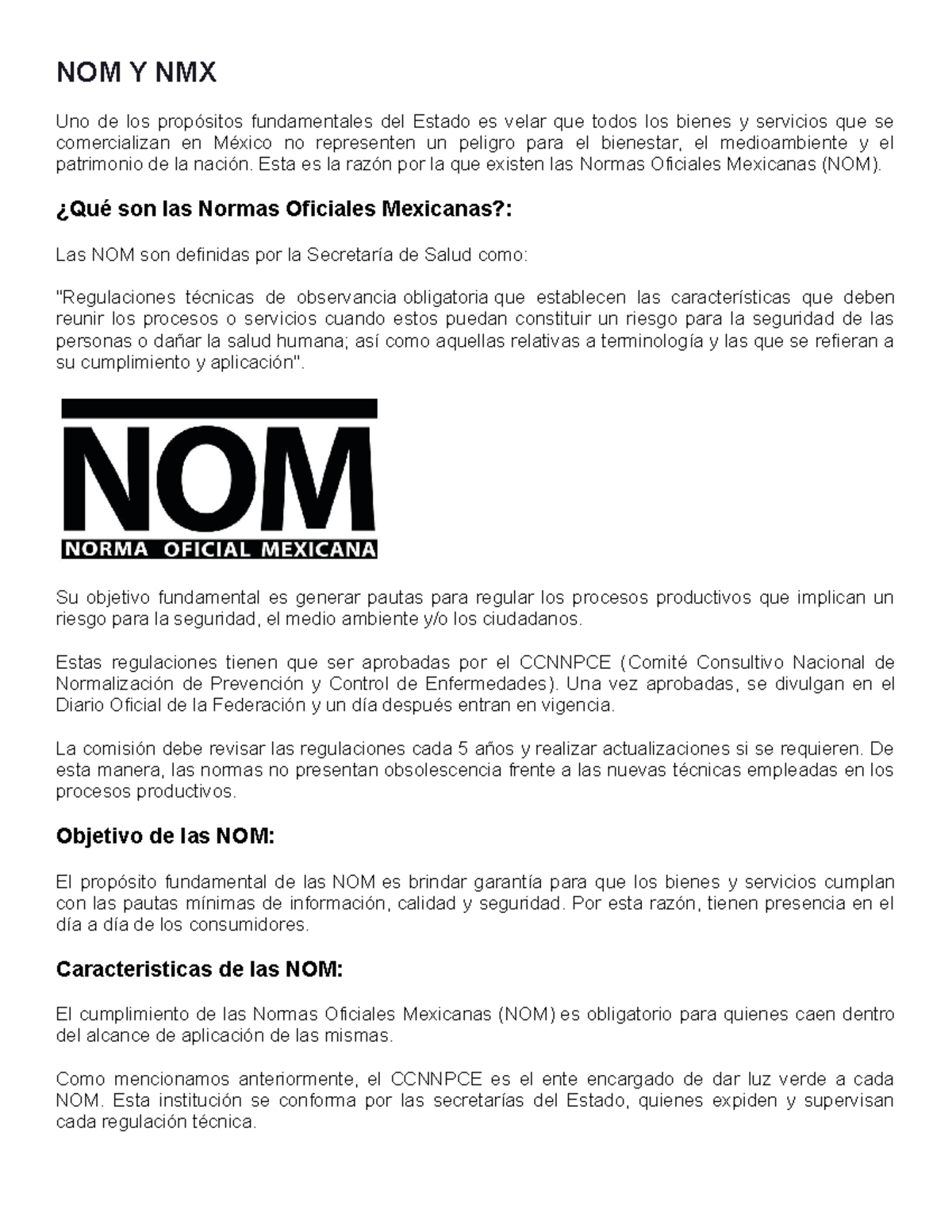 Normas NOMS - apuntes - NOM Y NMX Uno de los propósitos fundamentales ...