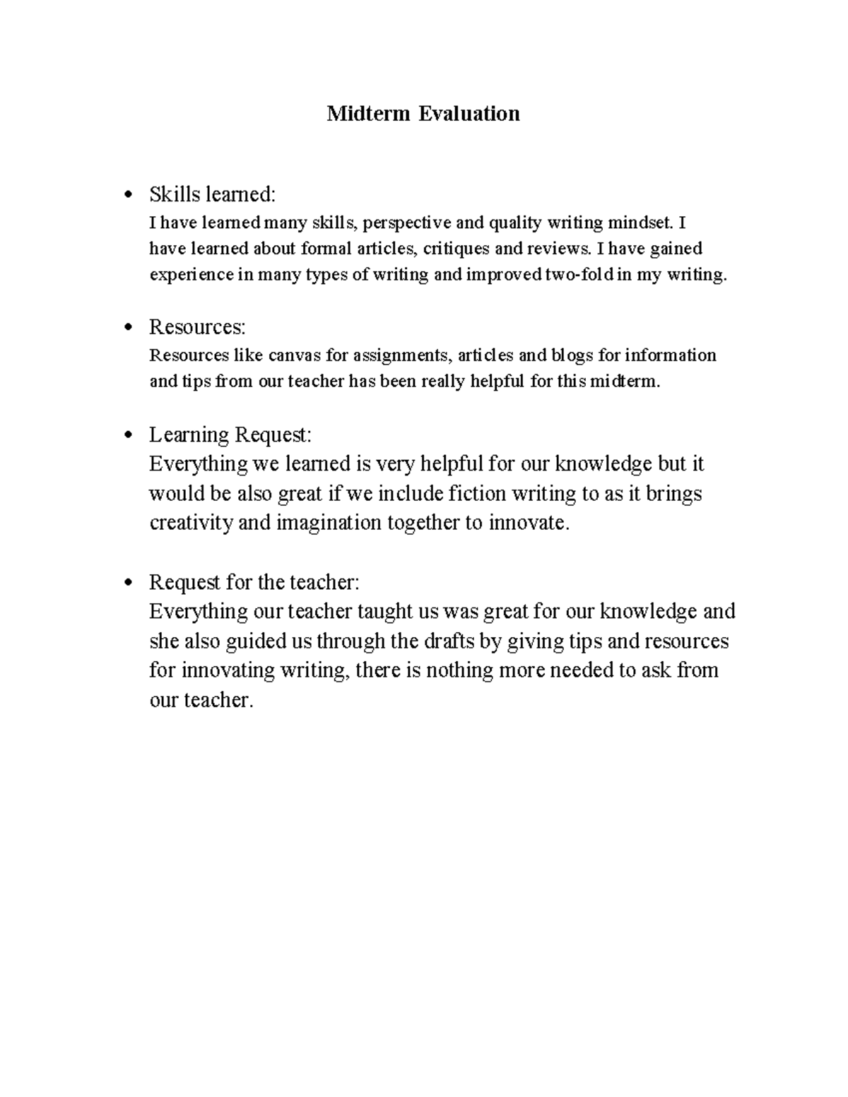 Vedant Mid Term Evaluation - Midterm Evaluation Skills learned: I have ...