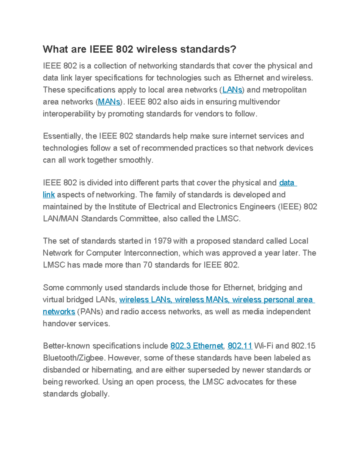 What are IEEE 802 wireless standards - What are IEEE 802 wireless ...