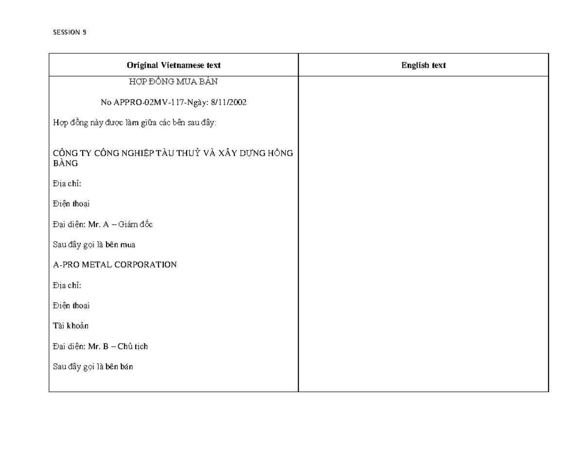 Ak Contract 1- V-E - student handout( answer) - Original Vietnamese ...