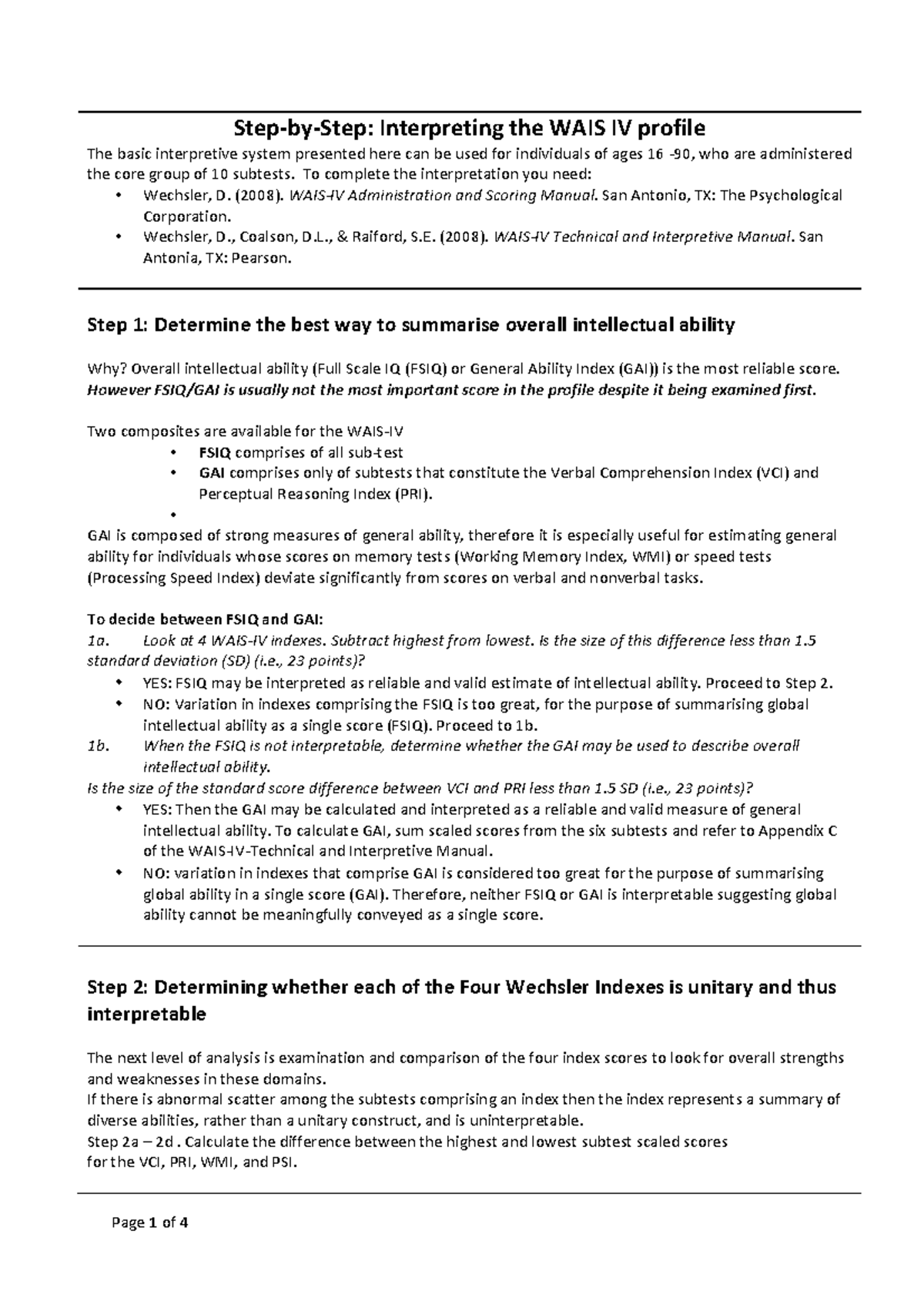 Step by step WAIS interpretation - Step -by-Step: Interpreting the WAIS ...
