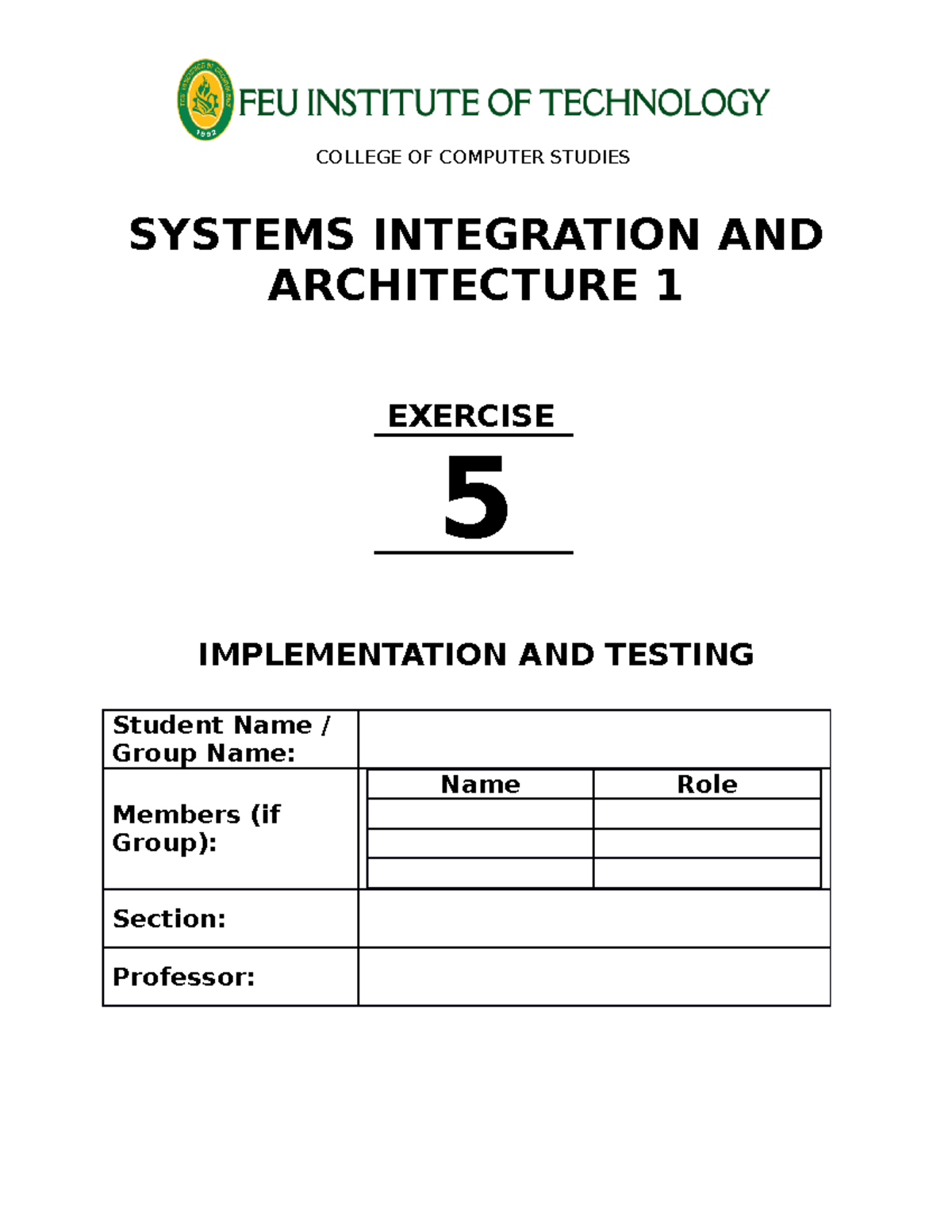 Module 5 TSA - TSA - COLLEGE OF COMPUTER STUDIES SYSTEMS INTEGRATION ...