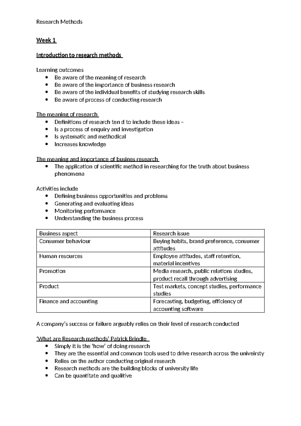 Week 1 - Hehe - Week 1 Introduction to research methods Learning ...