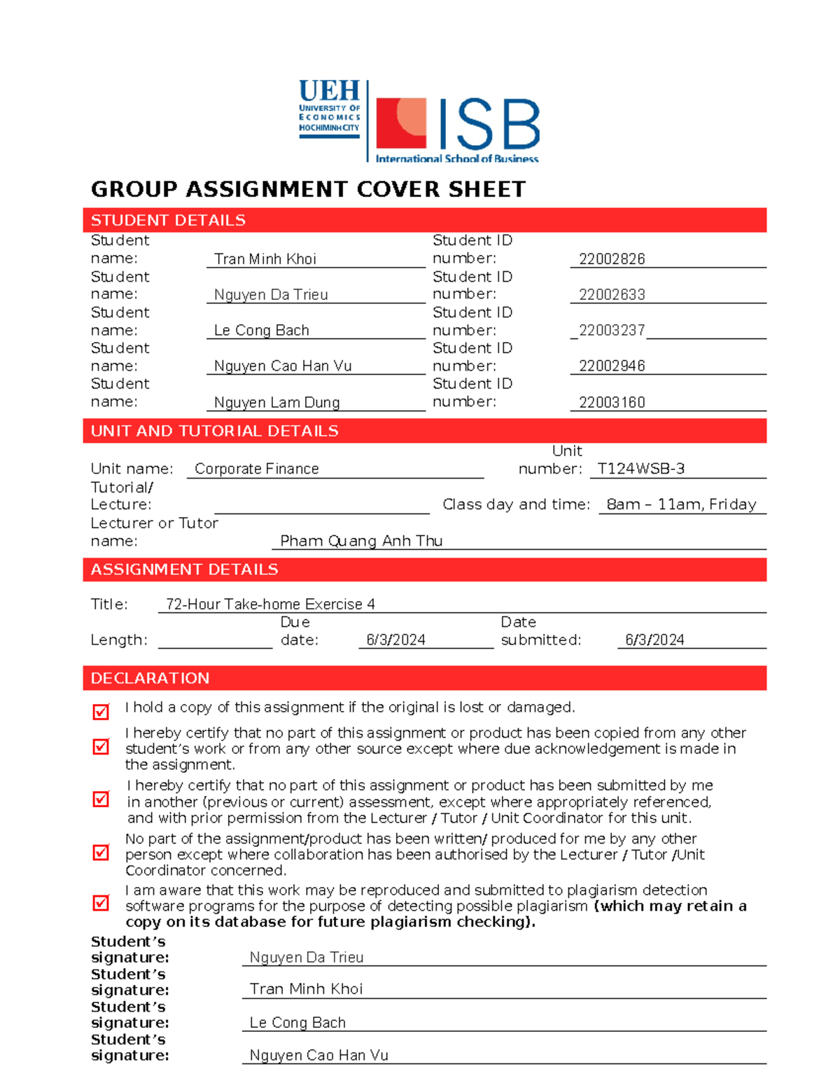 Group 2 72 Hours Take home Exercise 4 1 - GROUP ASSIGNMENT COVER SHEET ...