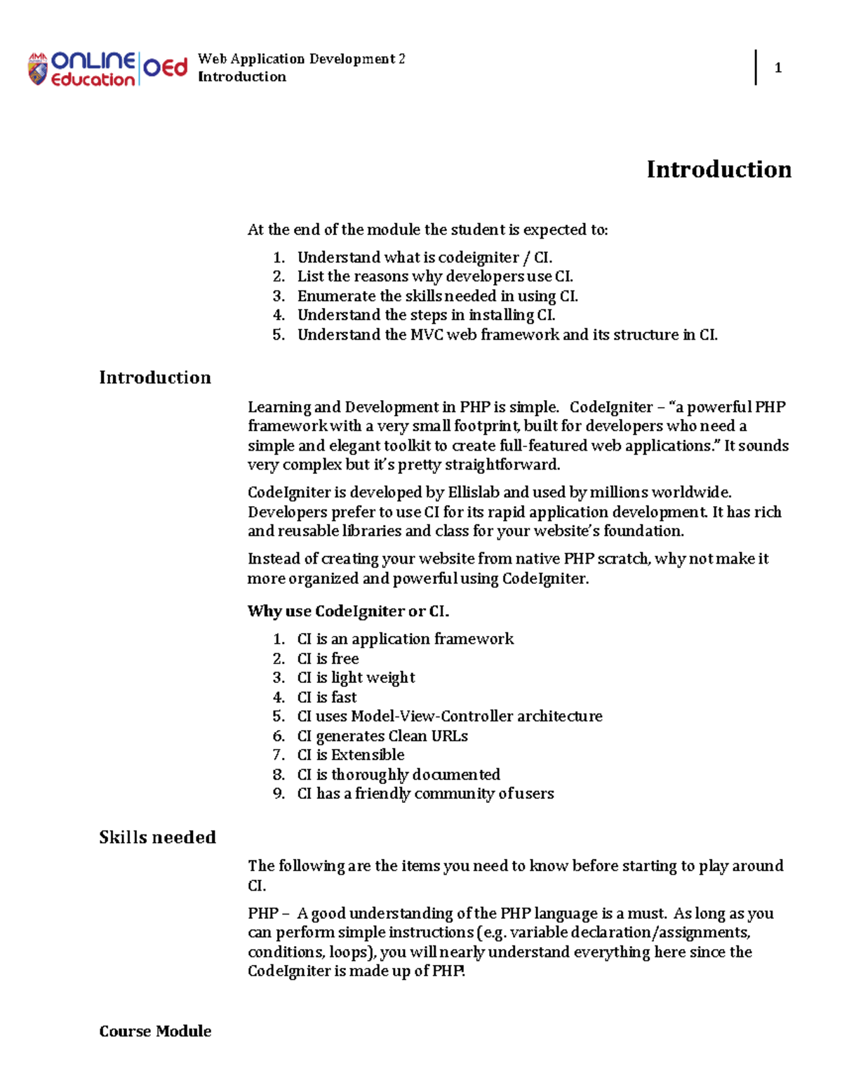 Content - first part - Web Application Development 2 Introduction 1 ...