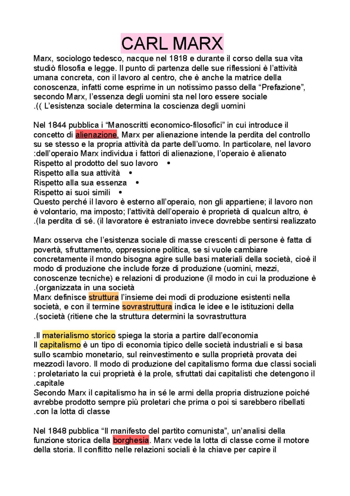 Marx l'alienazione, i manoscritti economico-filosofici. - CARL MARX ...