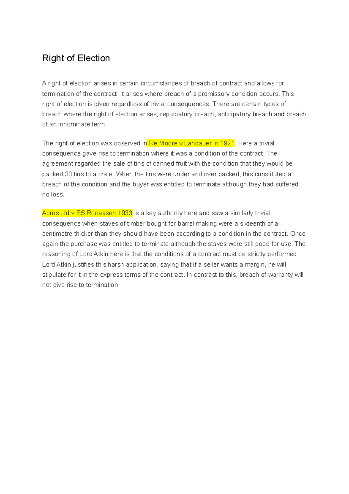 Right of Election - Sample Answer - Right of Election A right of ...