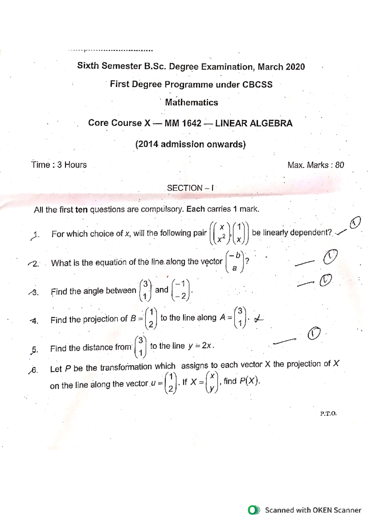 Linear Algebra sem 6 - Its model questions for Bsc Mathematics - Studocu