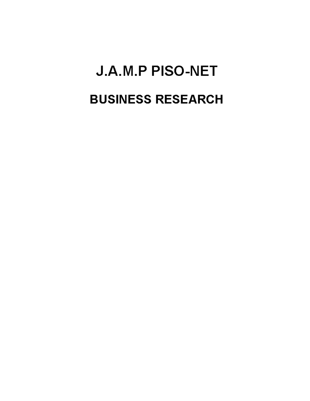 Business plan of J.A.M.P PISO-NET RESEARCH - J.A.M PISO-NET BUSINESS ...