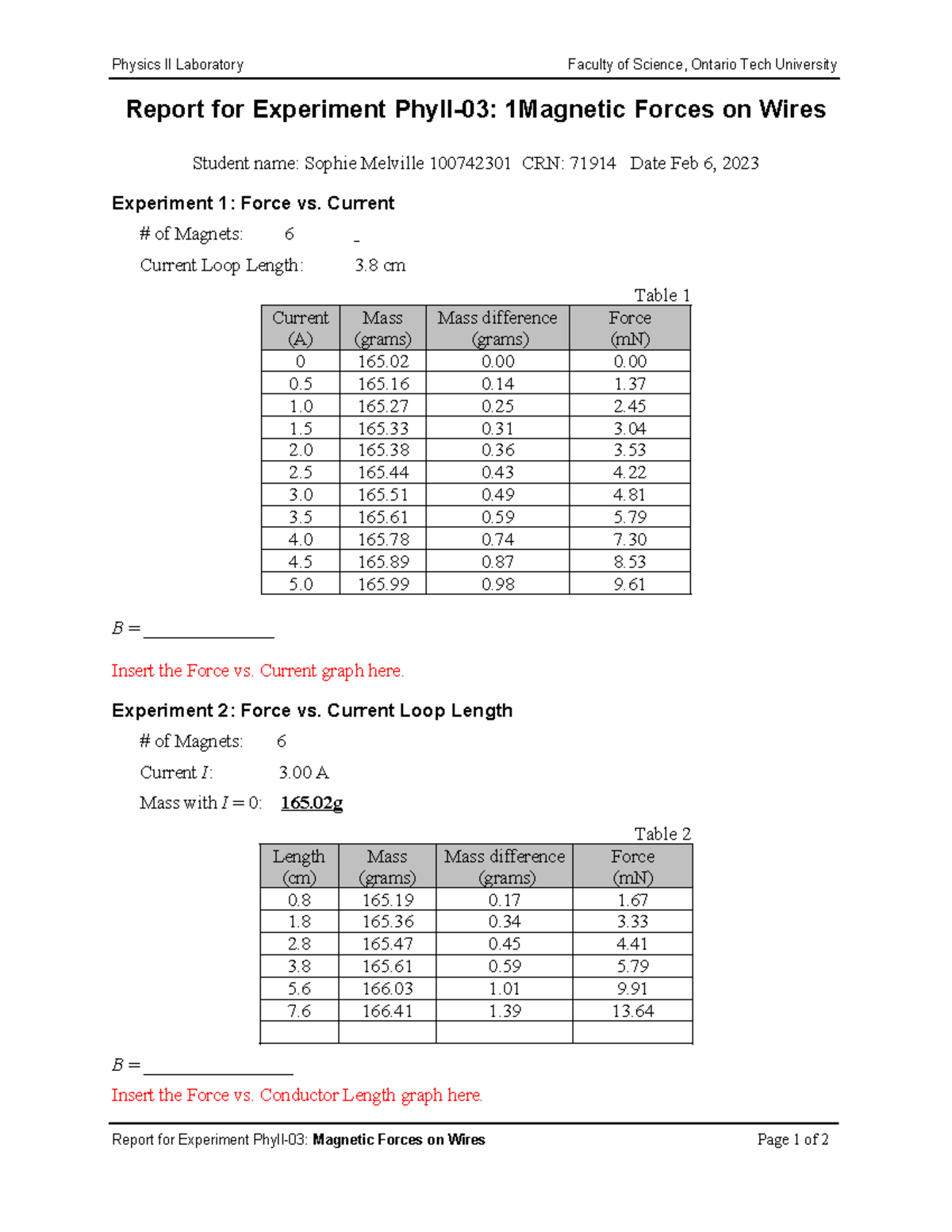 Report Magnetic Forces - Physics II Laboratory Faculty of Science ...
