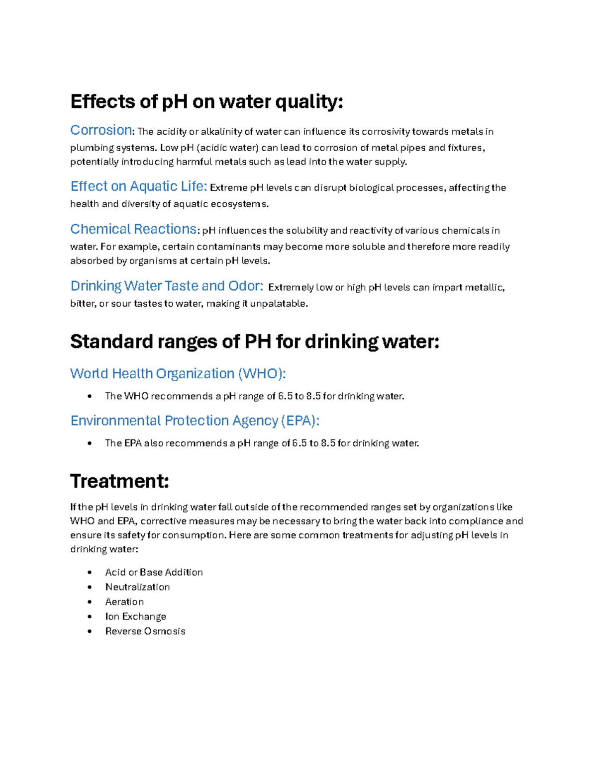 Chemical presentation - Effects of pH on water quality: Corrosion: The ...