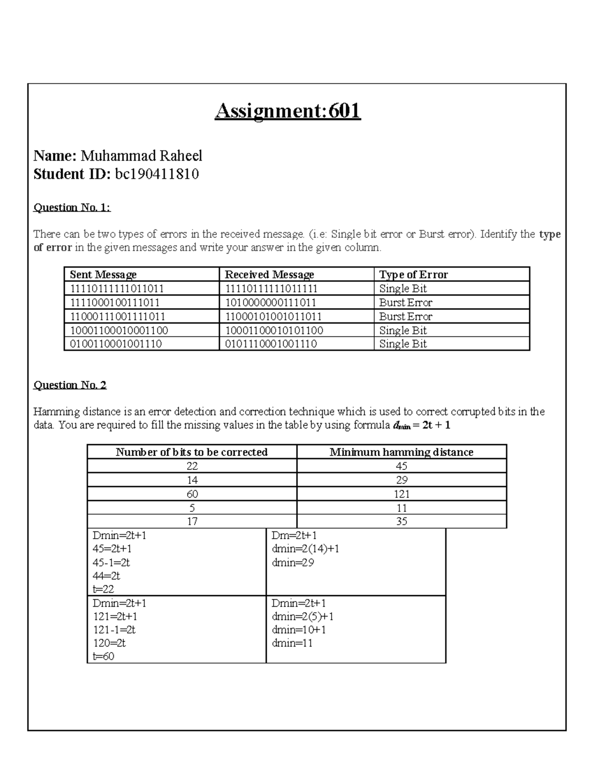 Cs601 Programming and its execution - Assignment: Name: Muhammad Raheel ...
