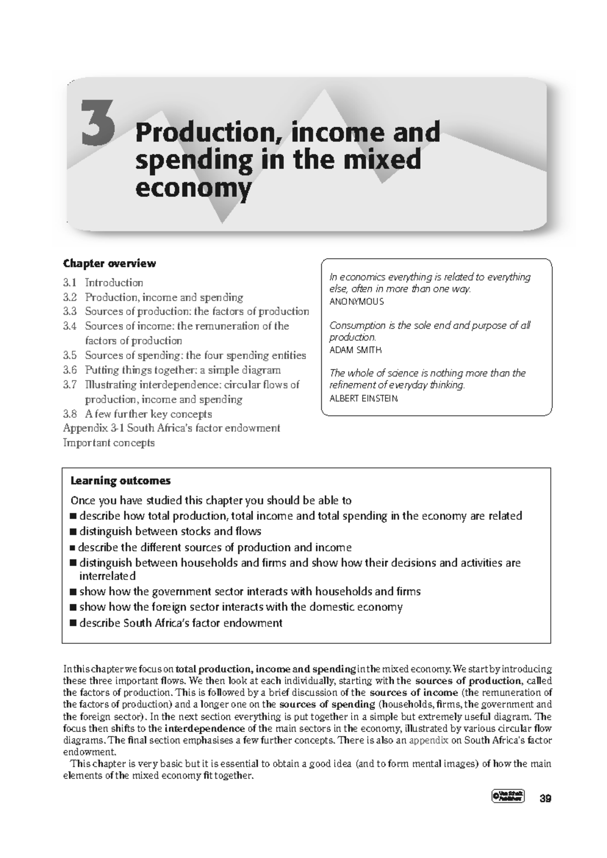 Production, income and spending in the mixed economy - We start by ...