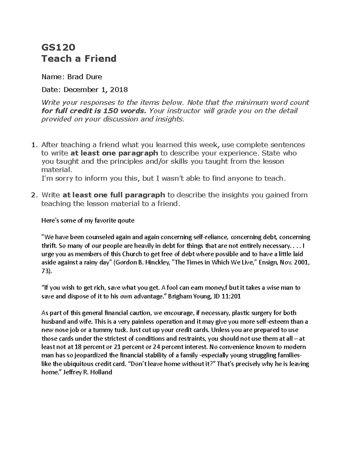 GS 120 Teach a Friend Template - GS Teach a Friend Name: Brad Dure Date ...