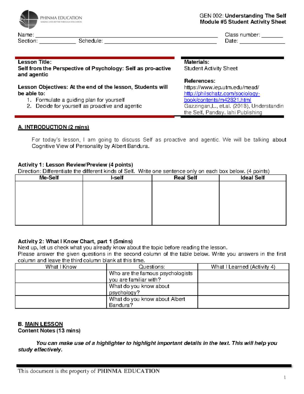 SAS#5-GEN 002 - College - Module #5 Student Activity Sheet Name: - Studocu