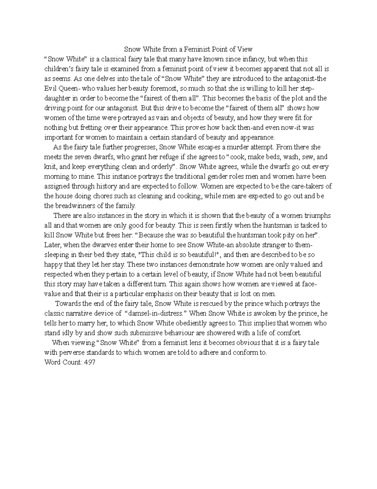 Snow White from a Feminist Point of View - As one delves into the tale ...