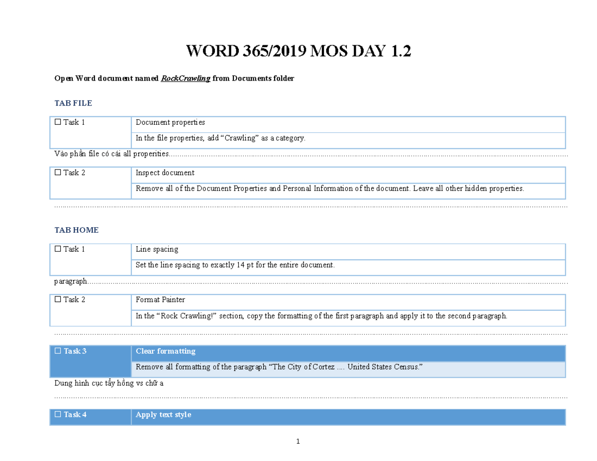 Day 12 Oooooo Word 3652019 Mos Day 1 Open Word Document Named Rockcrawling From Documents 