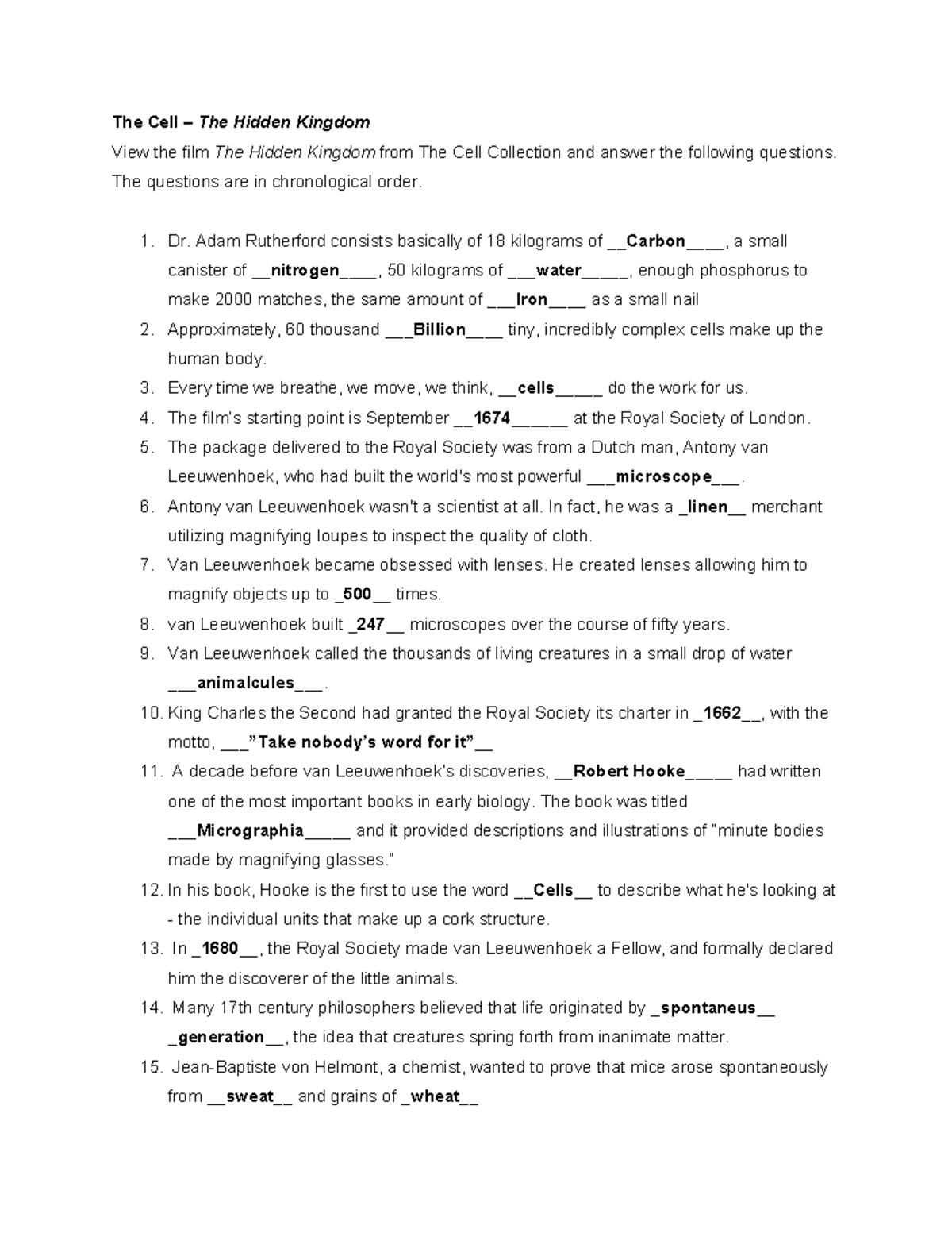 The Hidden Kingdom - Film worksheet - The Cell – The Hidden Kingdom ...