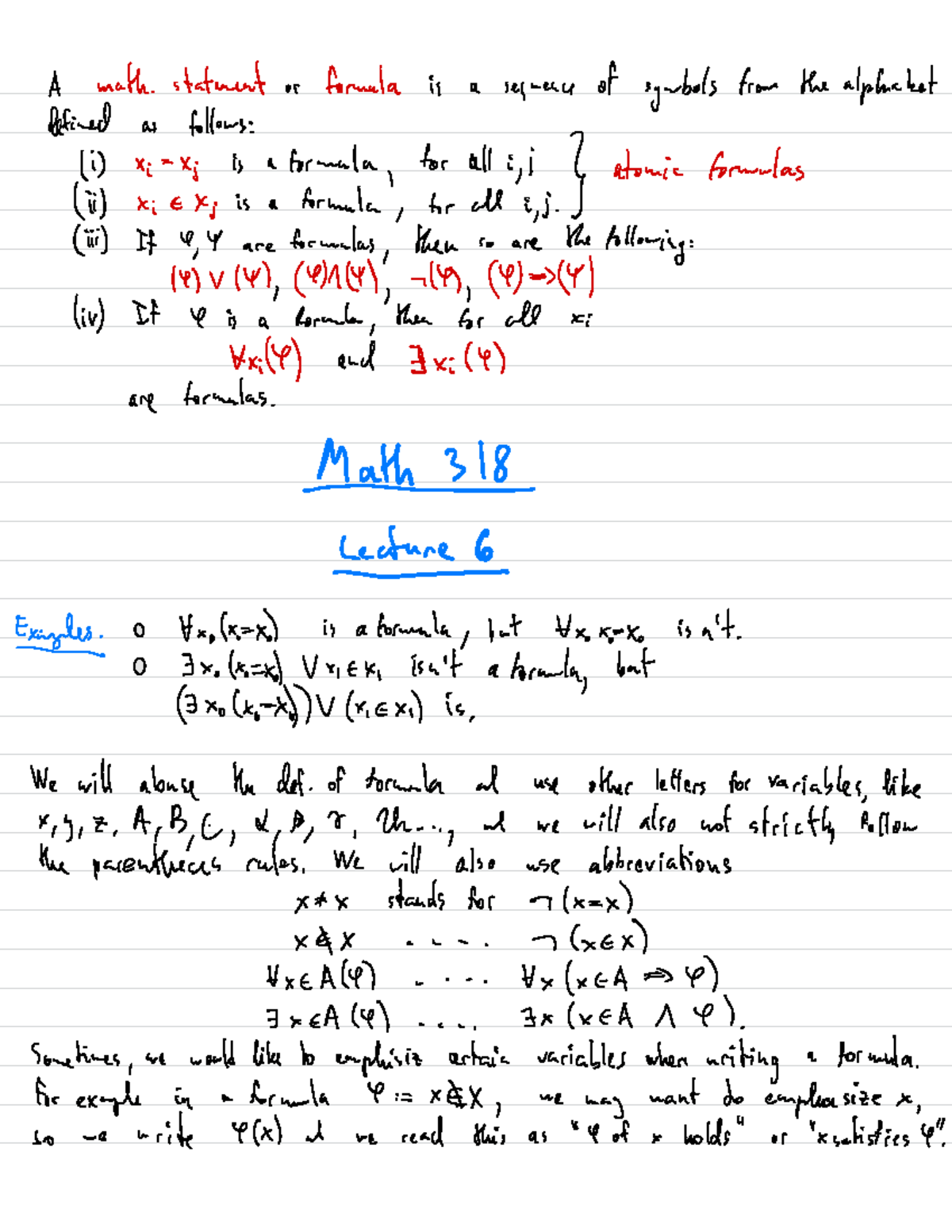 Lecture 6 - 2020 - A math . statement or formula is a serene of symbols ...