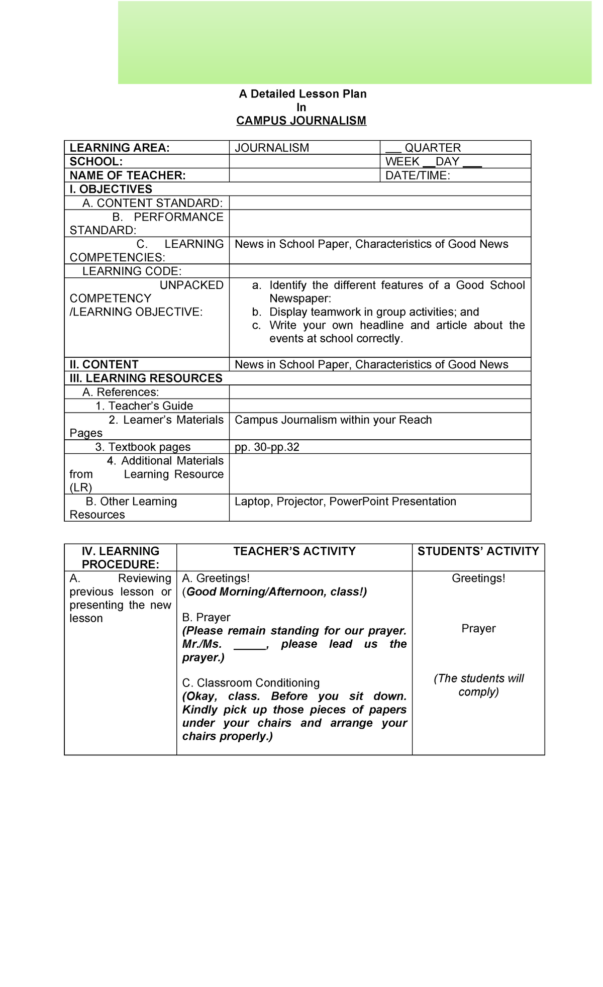 School Newspaper - Lesson Plan about campus journalism - A Detailed ...