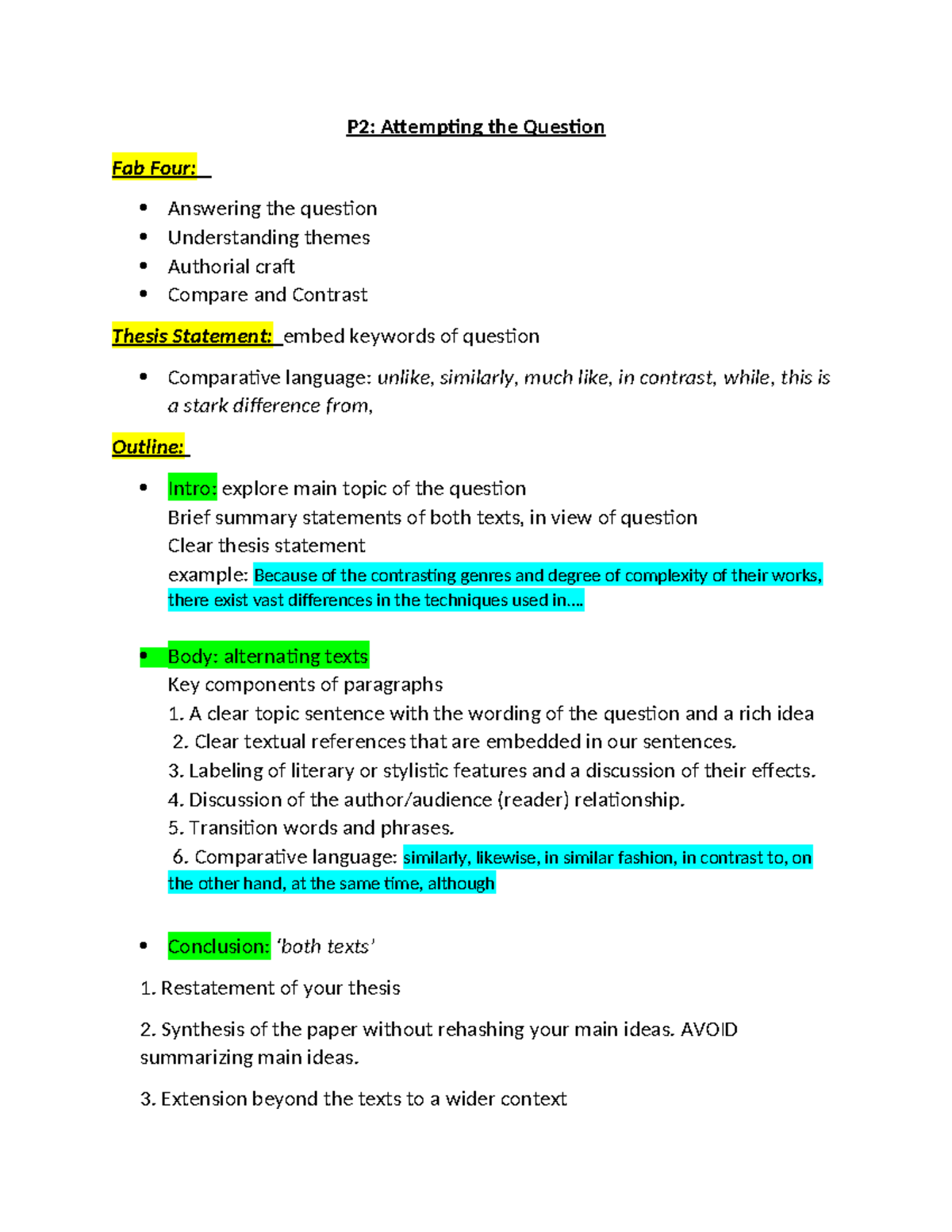 Attempting Paper 2 - P2: Attempting the Question Fab Four: Answering ...