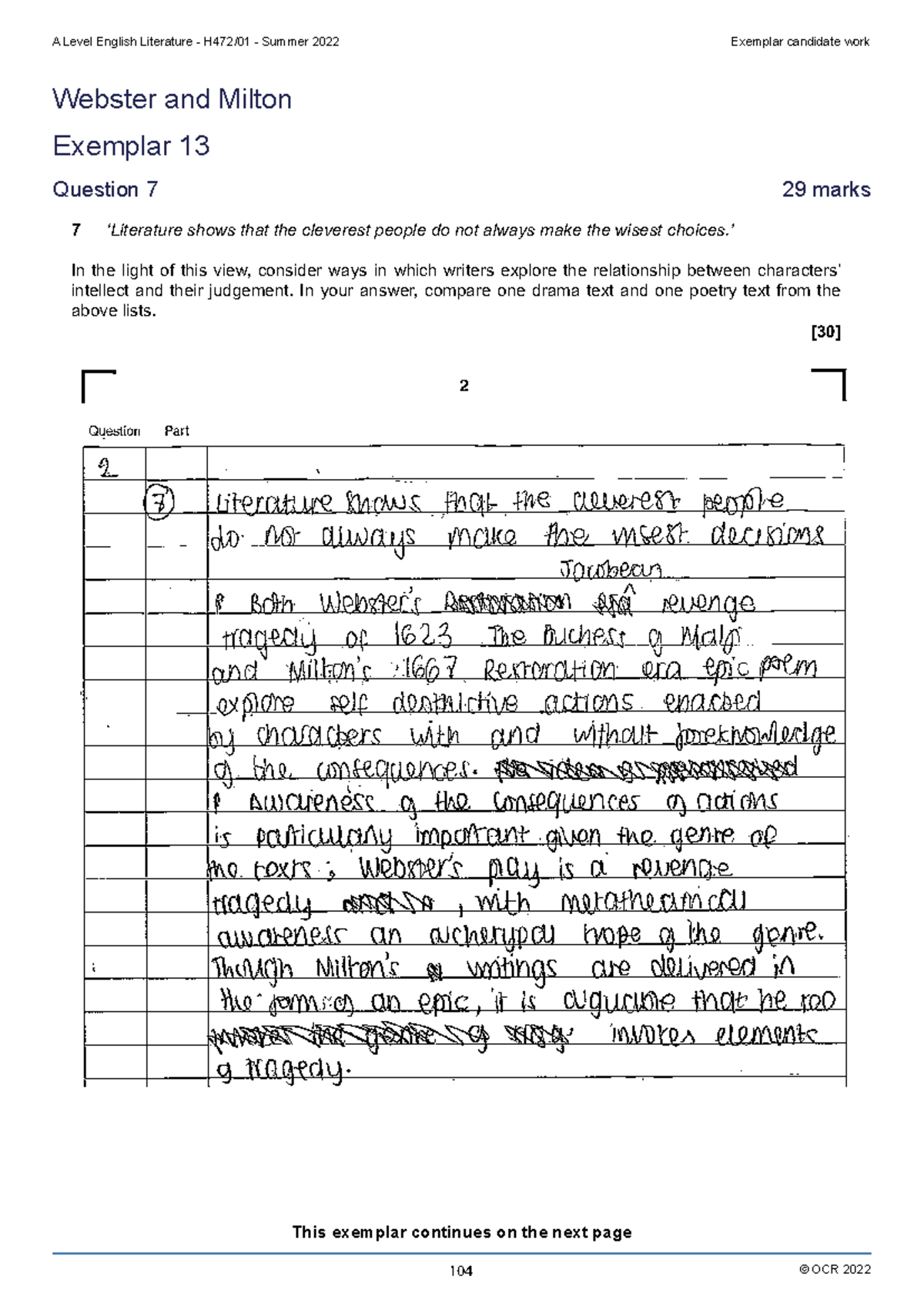 2022 Pre-1900 exemplars - A Level English Literature - H472/01 - Summer ...