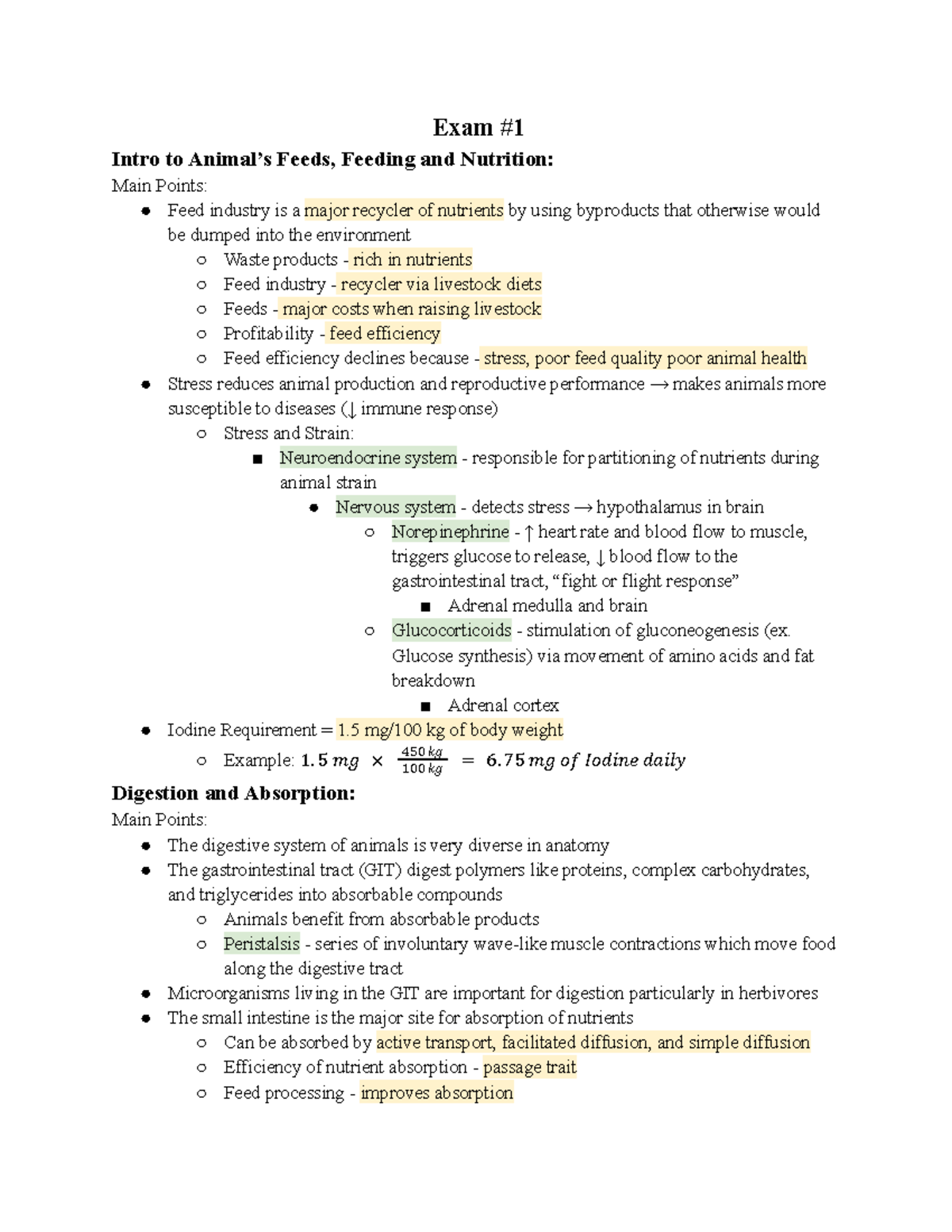 ANSC 609 Study Guide - Exam Intro to Animal’s Feeds, Feeding and ...