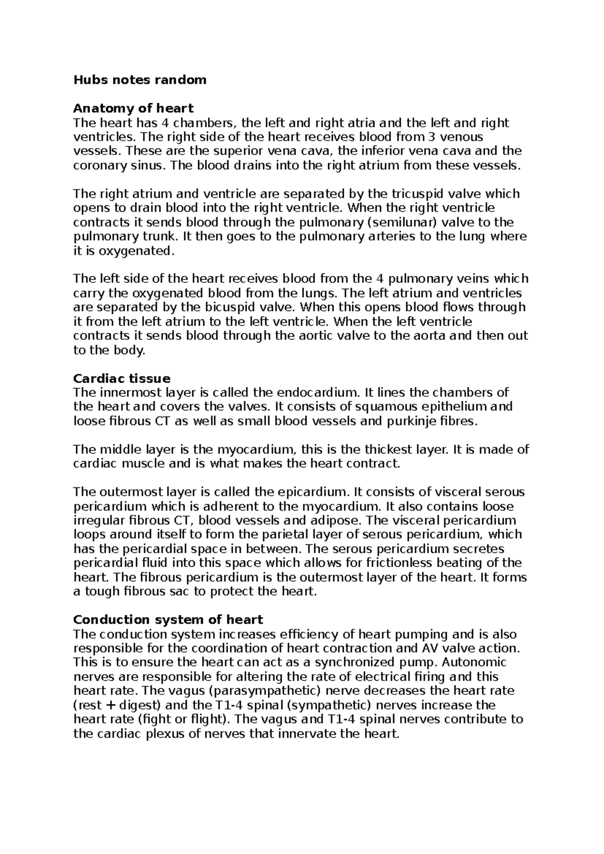 Progress test 1 - random notes - Hubs notes random Anatomy of heart The ...