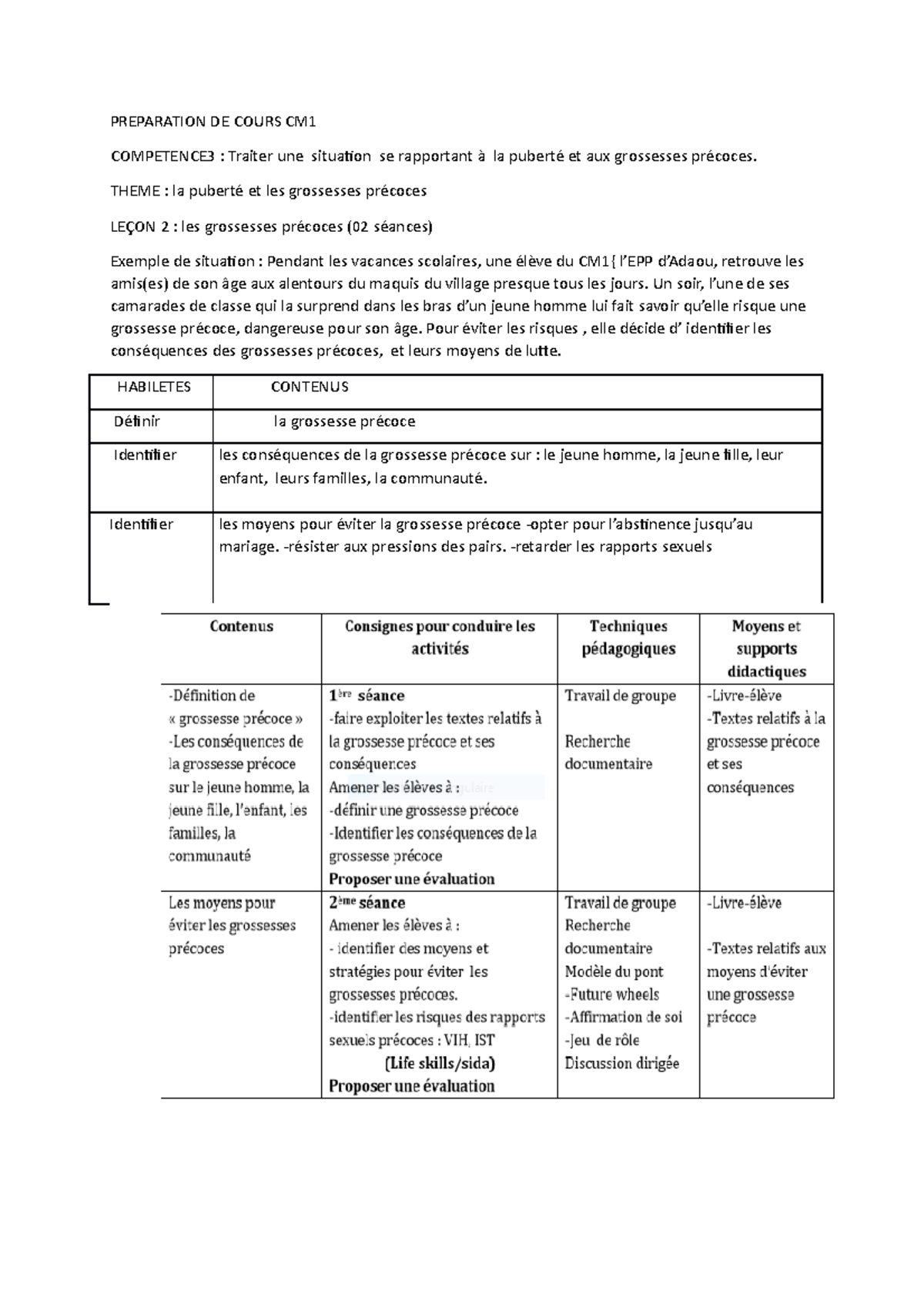 Preparation DE Cours CM1 - PREPARATION DE COURS CM COMPETENCE3 ...