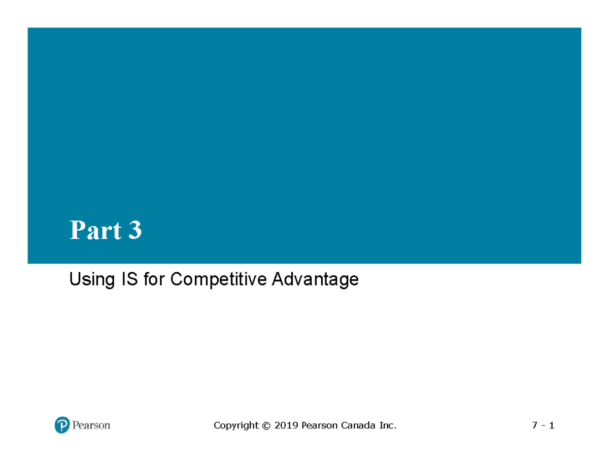 Ch 07 - 7 - 1 Part 3 Using IS for Competitive Advantage Copyright ...