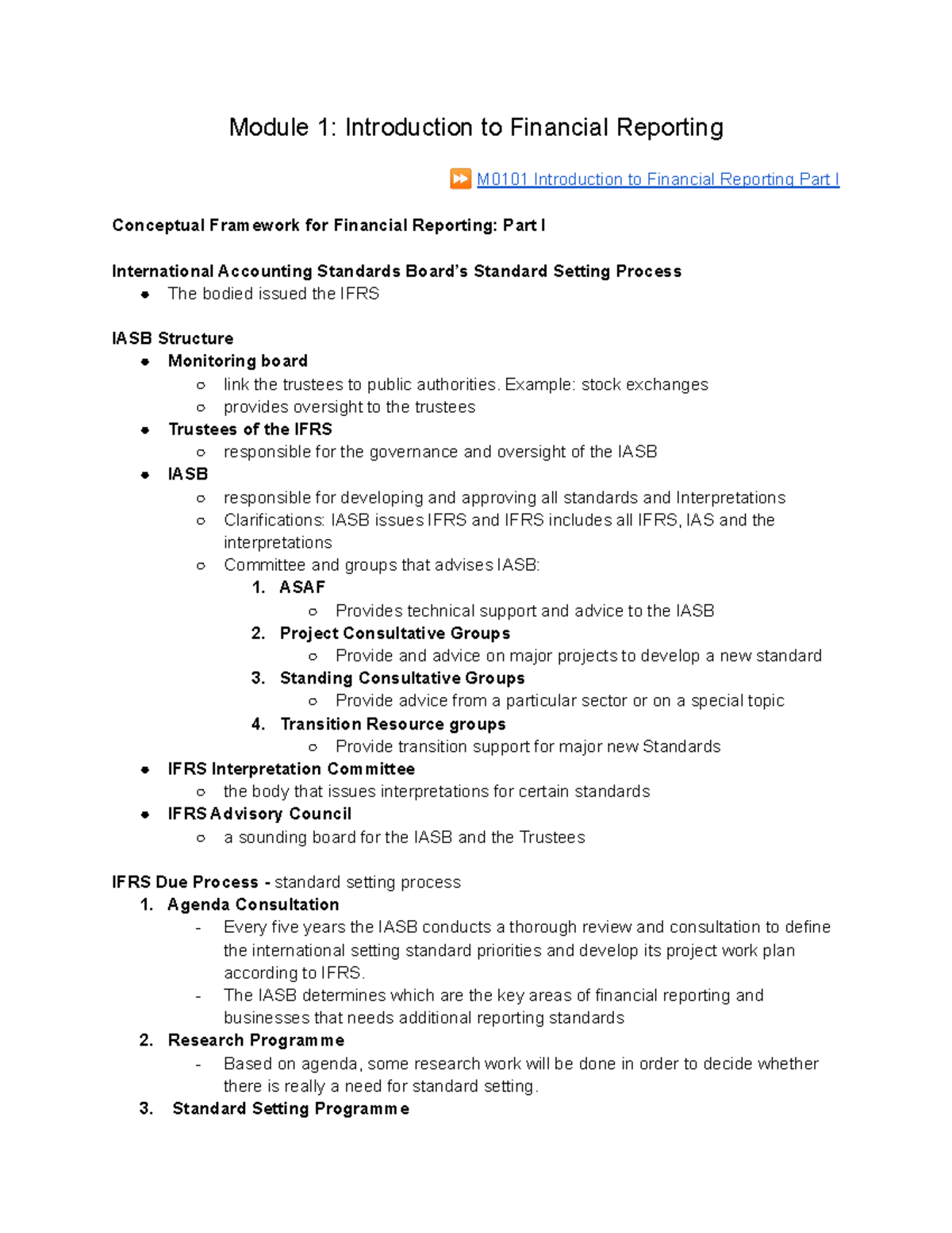 M0101 Introduction to Financial Reporting Part I - Module 1 ...
