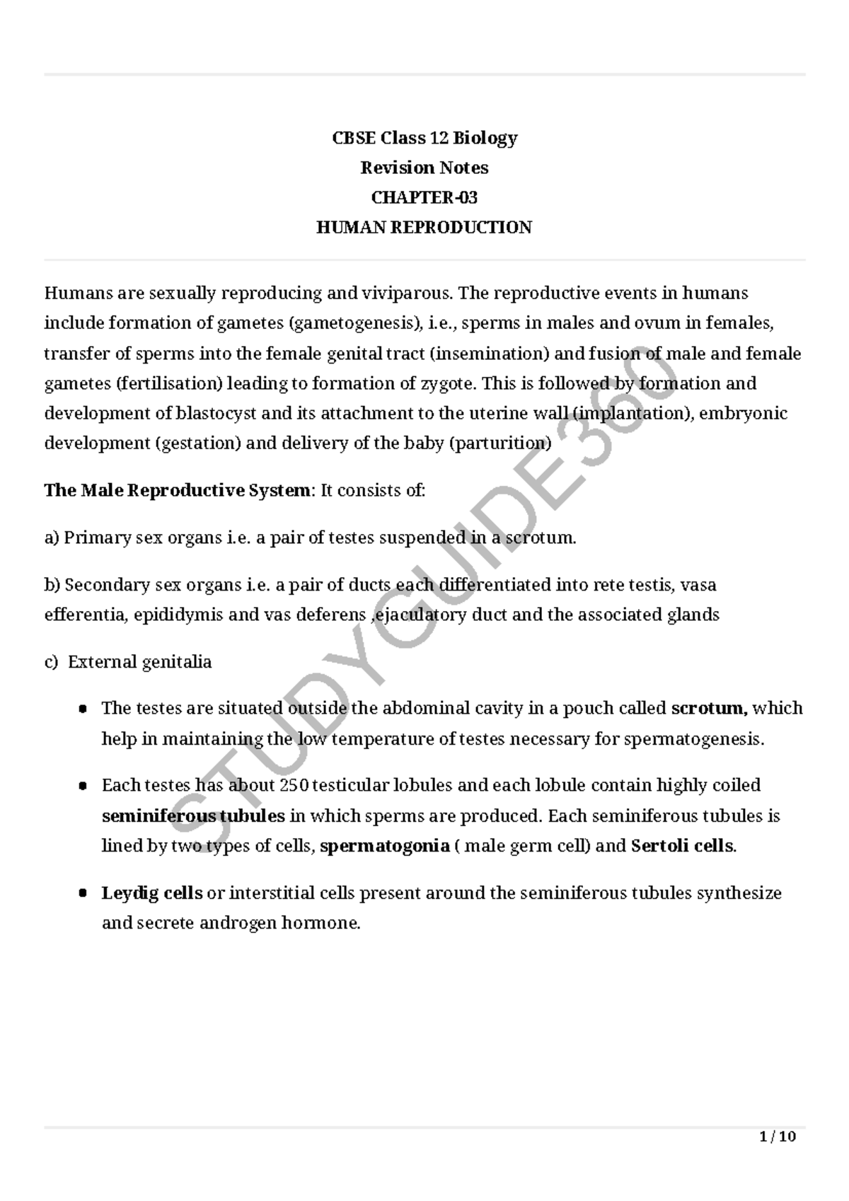 12 biology notes ch03 human reproduction - CBSE Class 12 Biology ...
