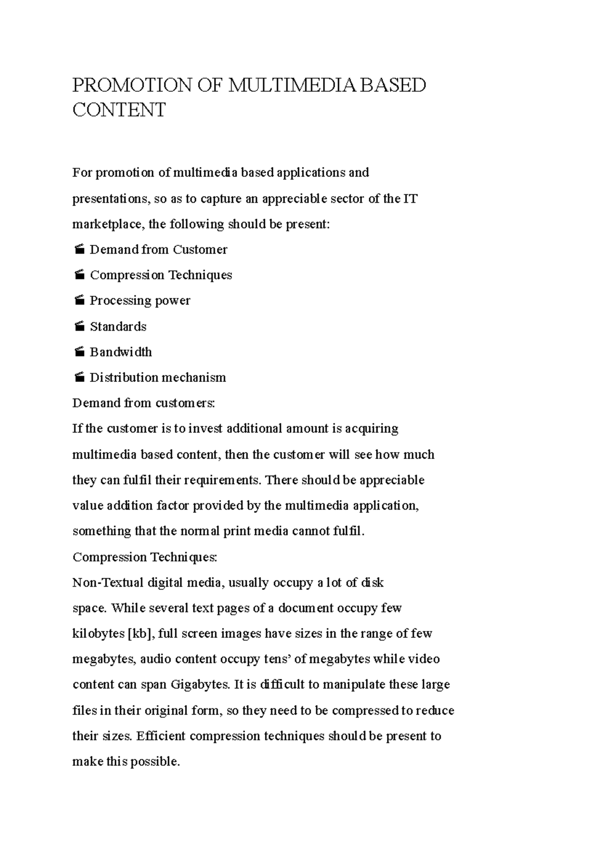 Promotion OF Multimedia Based Content - PROMOTION OF MULTIMEDIA BASED ...