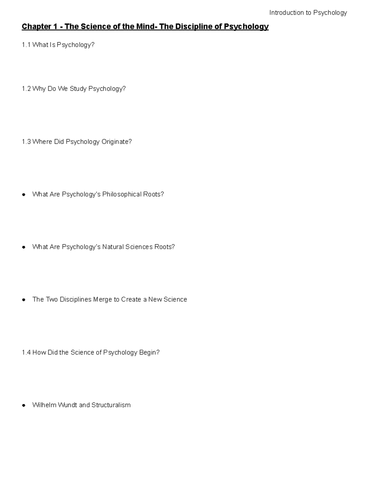 Chapter 1 - The Science of the Mind- The Discipline of Psychology ...